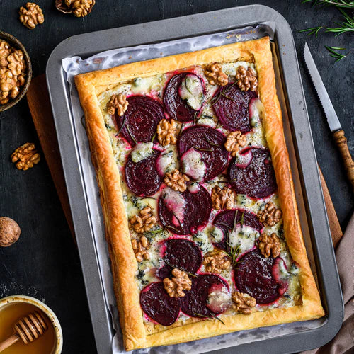 Walnut, Blue Cheese & Beetroot Puff Pastry Tart – Ayoub's Franchise